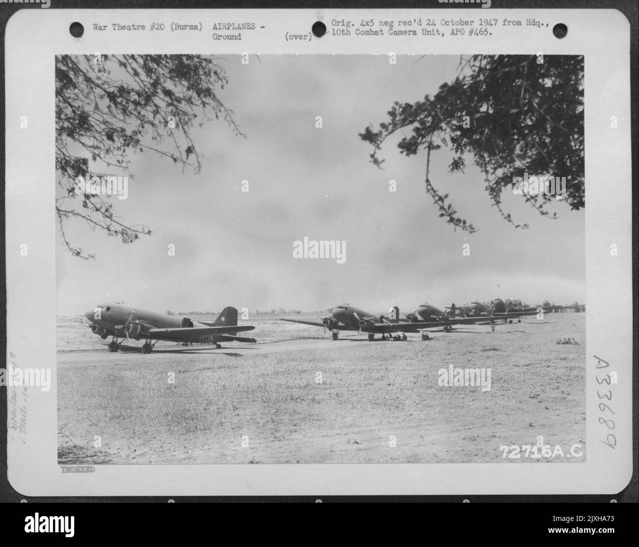 Douglas C-47's of the 1st Air Commando Group on the line at Nyangu ...