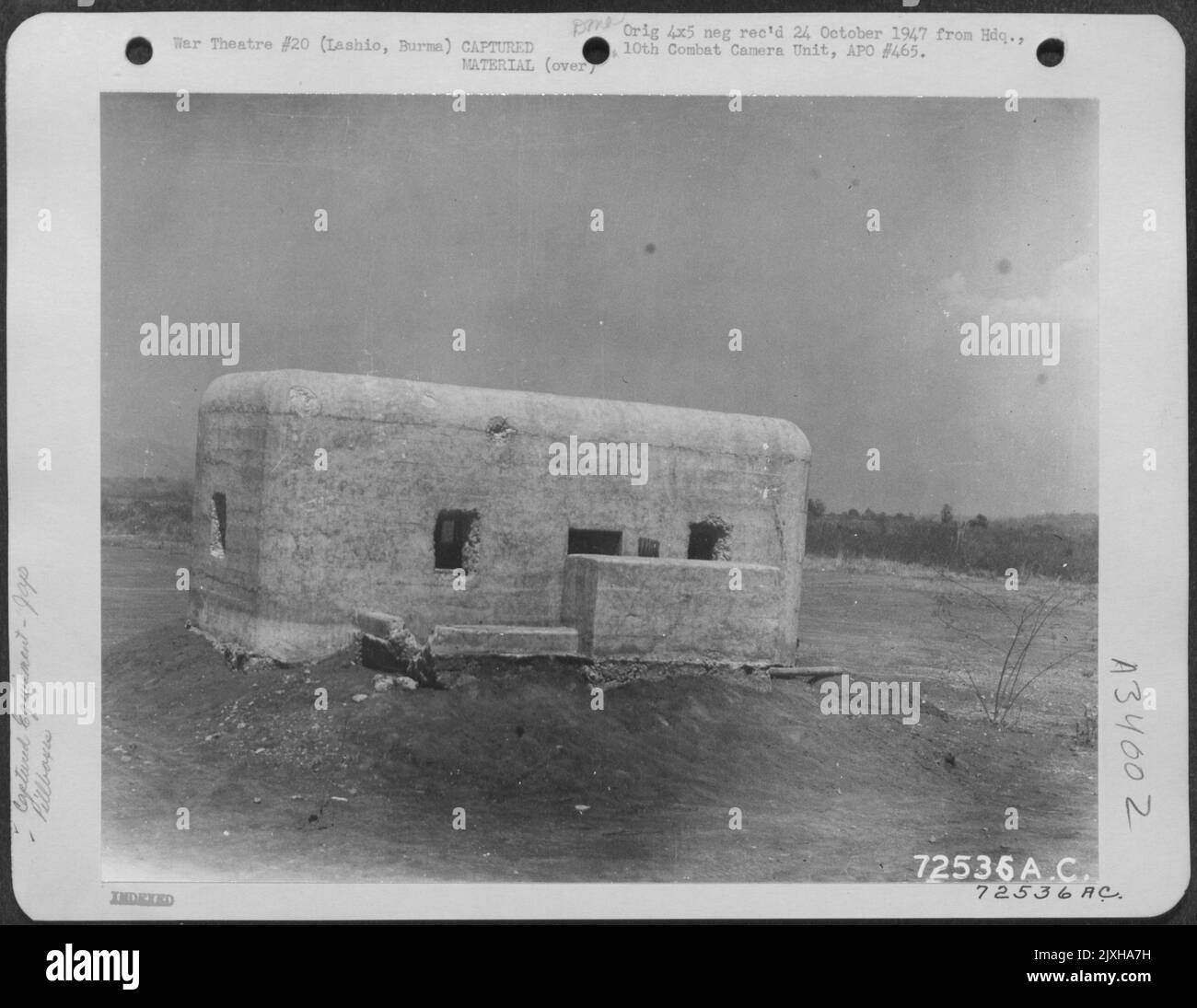 Damaged Japanese built pill-box near the Lashio Airstrip in Burma ...