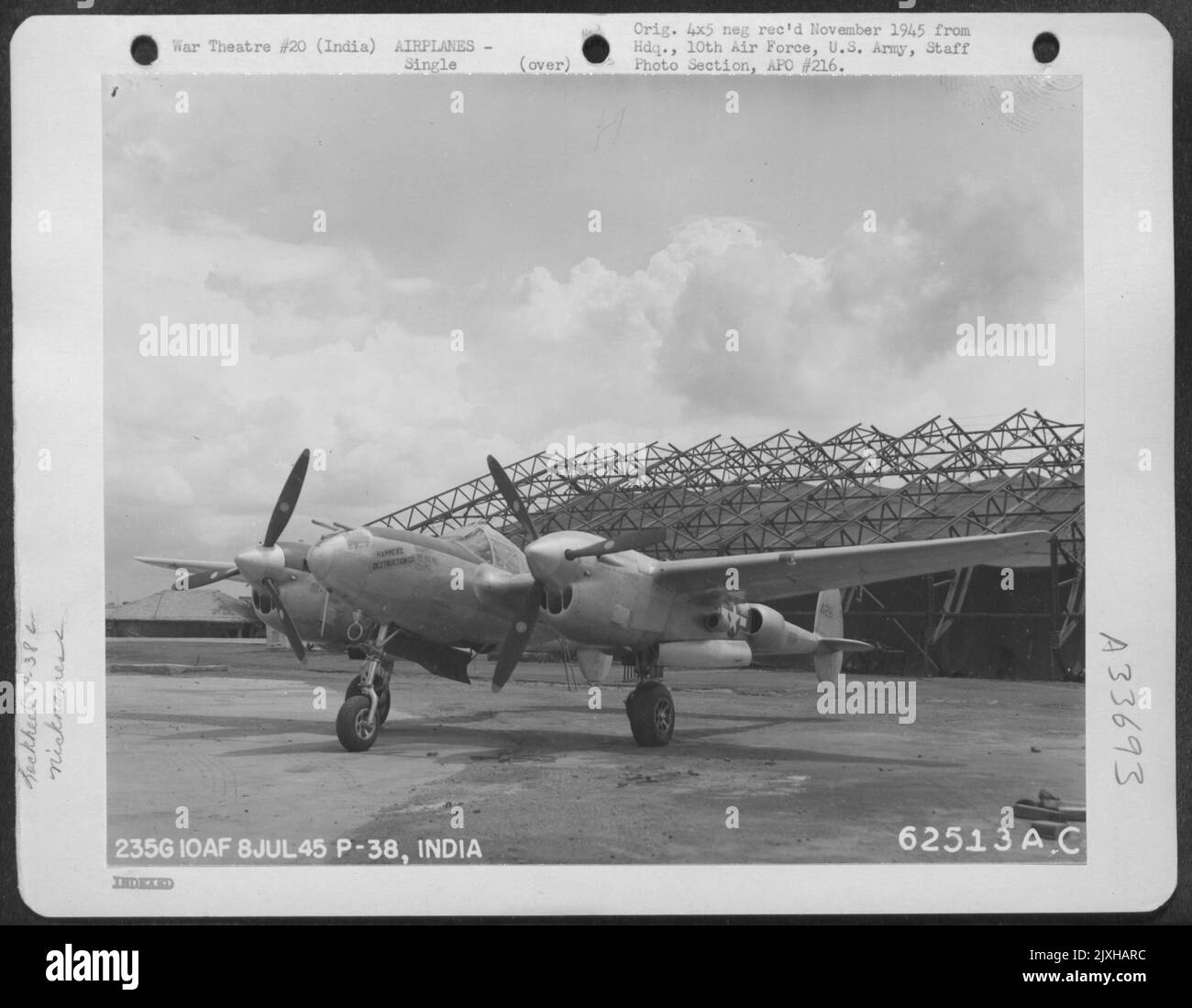 Lockheed P-38 Lightning "Hammer's Destruction Company," at a 10th Air ...