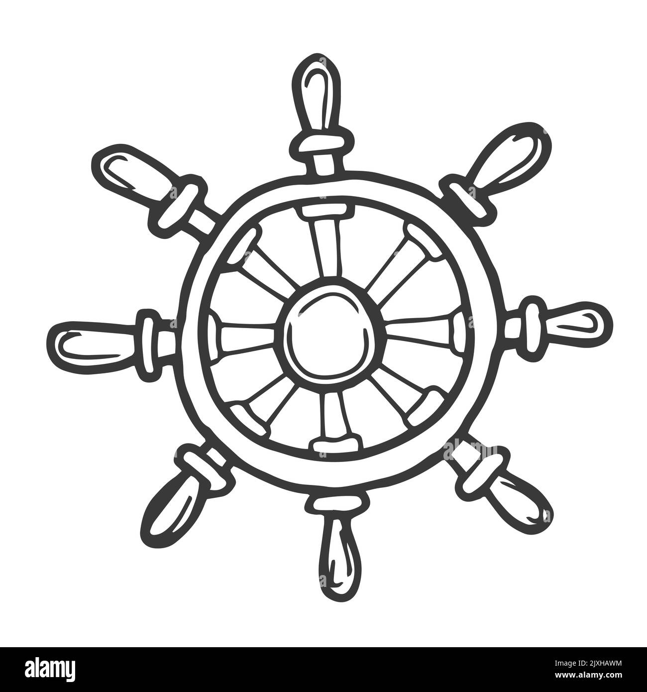 Hand drawn ship wheel Cut Out Stock Images & Pictures - Alamy