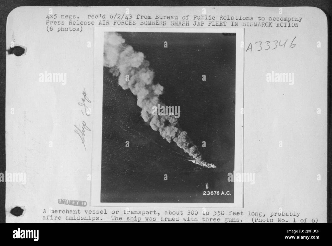 A merchant vessel or transport, about 300 to 350 feet long, probably ...