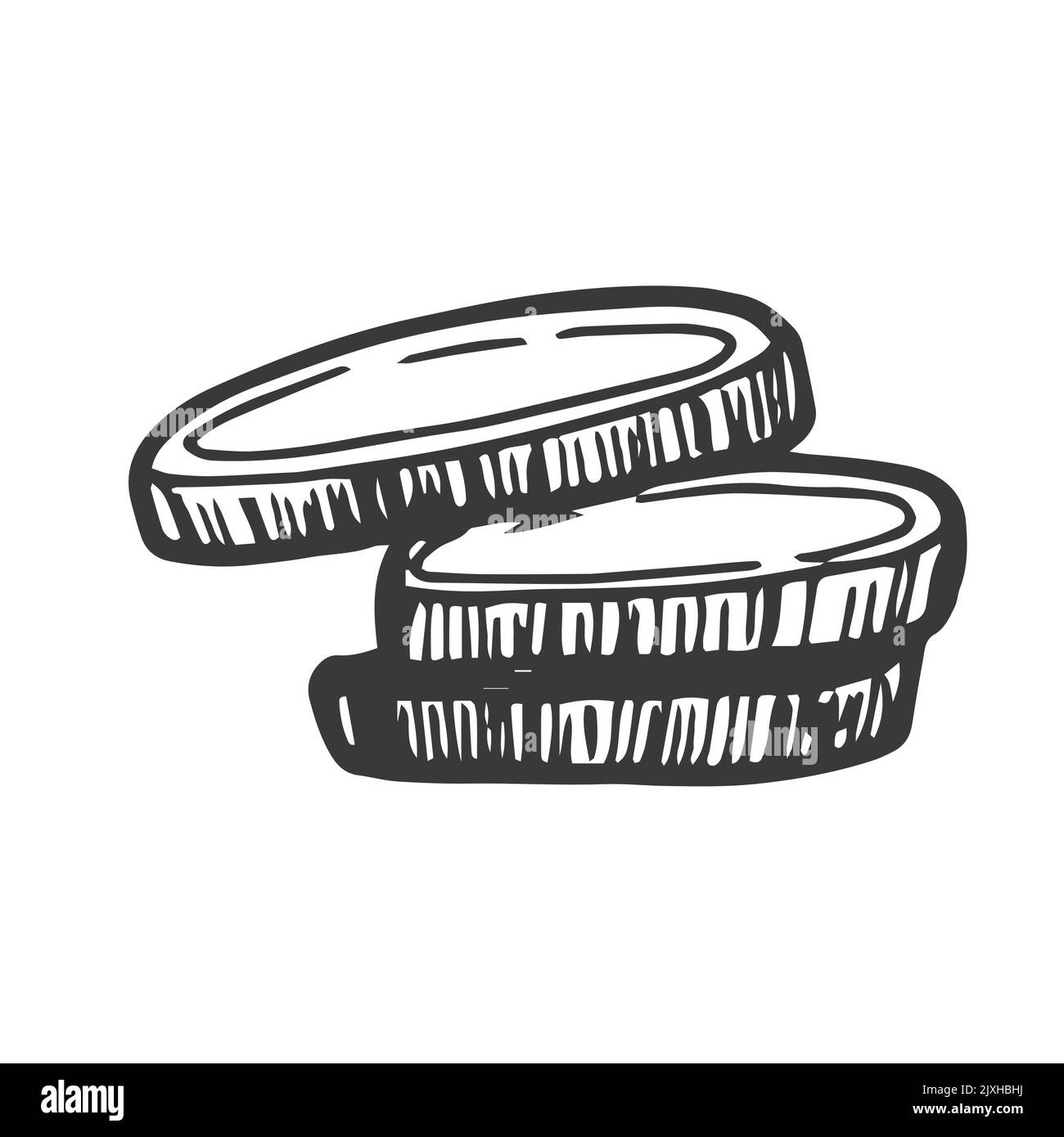 Doodle style stacks of coins and currency illustration in vector format ...