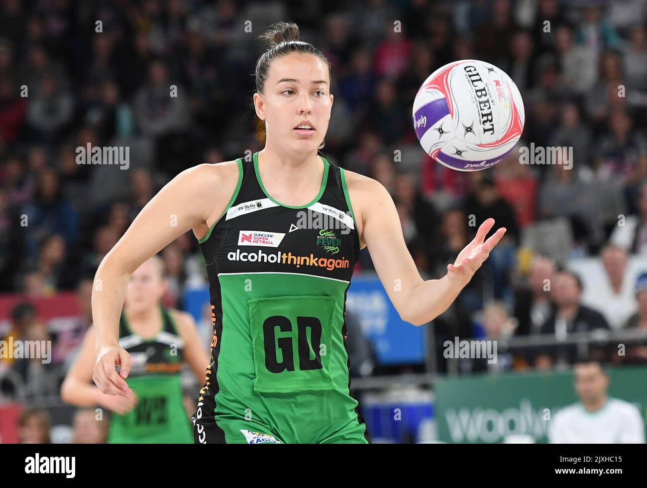 Shannon England of the Fever is seen in action during the Round 7 Super ...