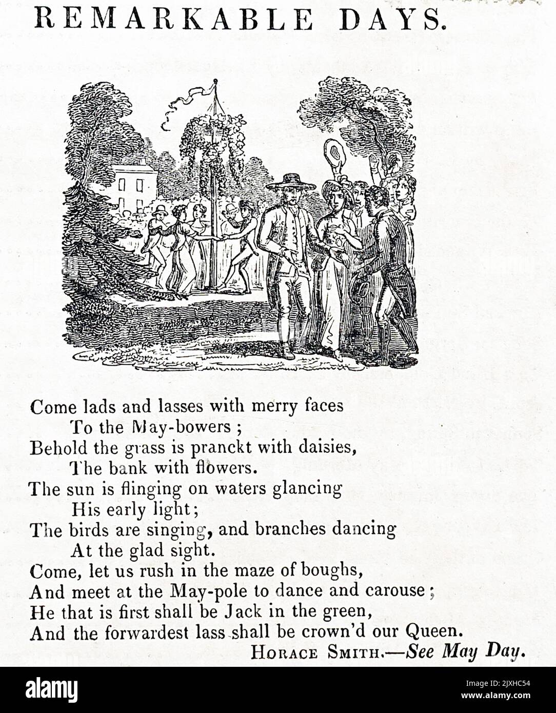 Illustration depicting May Day celebrations. Dated 19th Century Stock ...