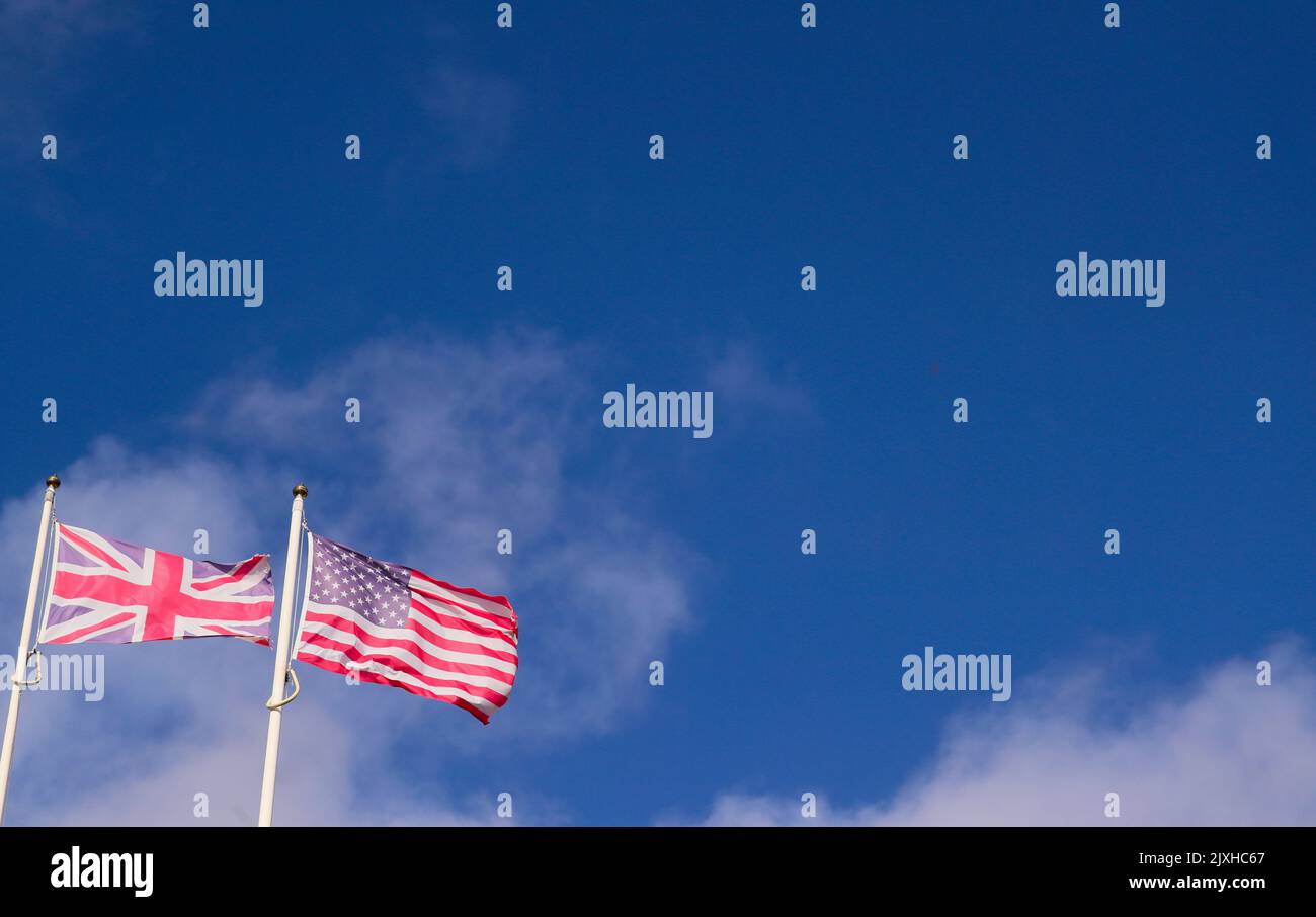 The flags of the United Kingdom and The United States of America fly ...