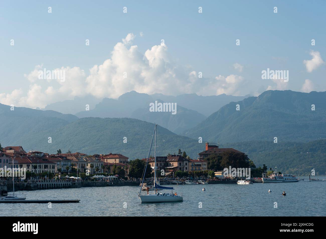 Cityscape with Lake Maggiore, Baveno, Piedmont, Italy, Europe Stock ...