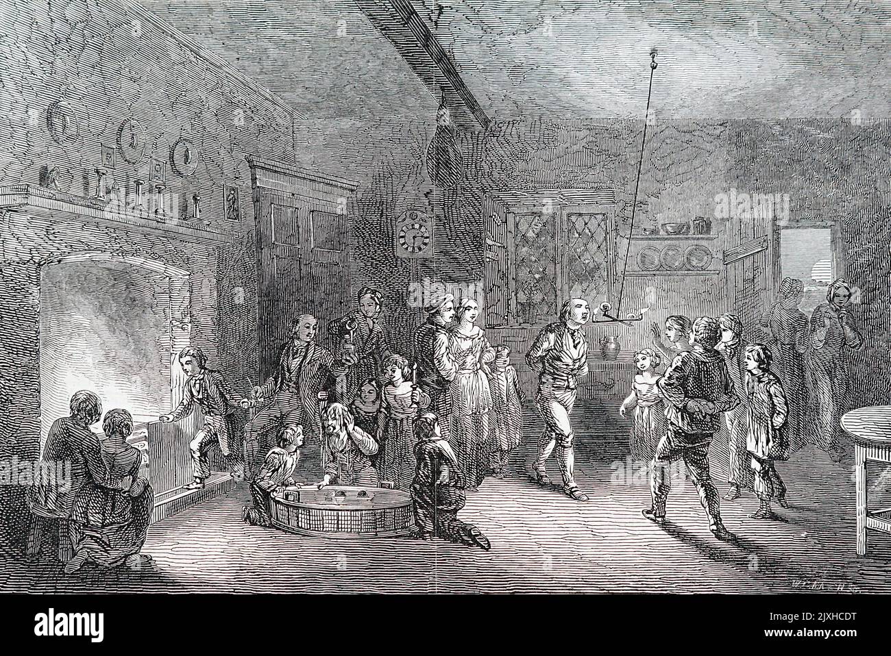 Illustration depicting a Halloween Party. Dated 19th Century Stock ...