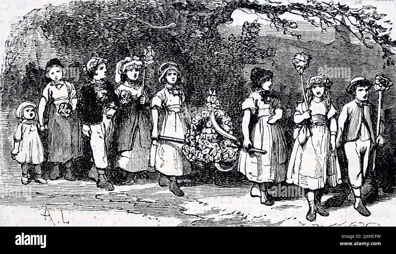 Illustration depicting May Day celebrations. Dated 19th Century Stock ...