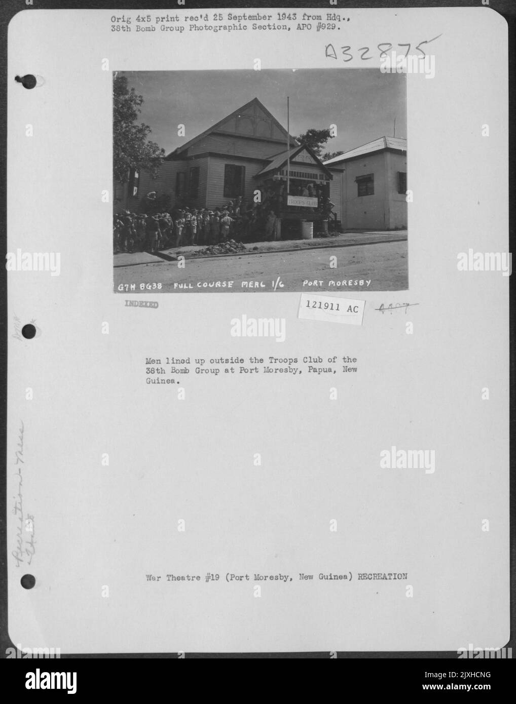 Men Lined Up Outside The Troops Club Of The 38Th Bomb Group At Port ...