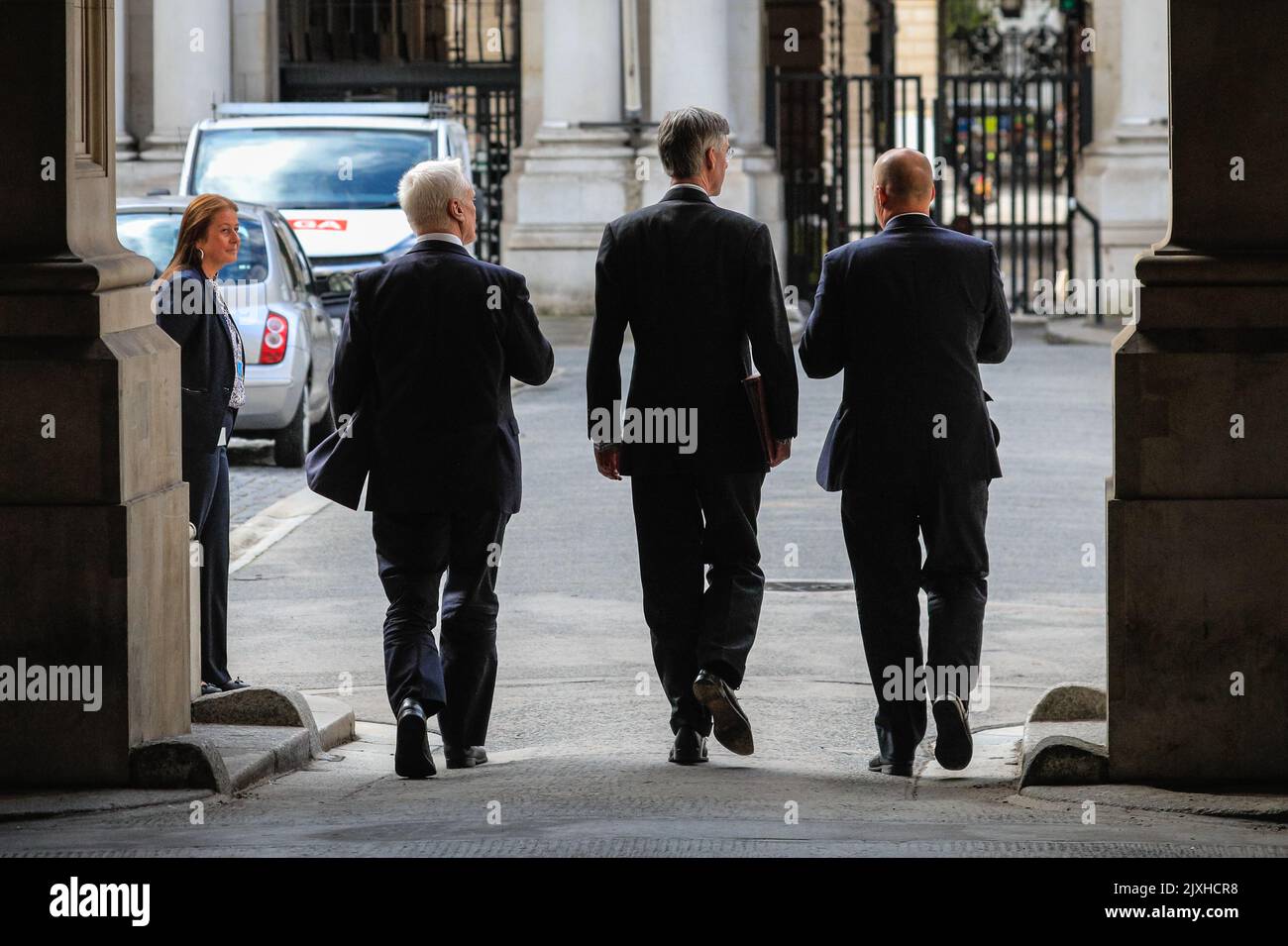 London, UK. 07th Sep, 2022. Graham Stuart, Jacob Rees-Mogg and Jake ...