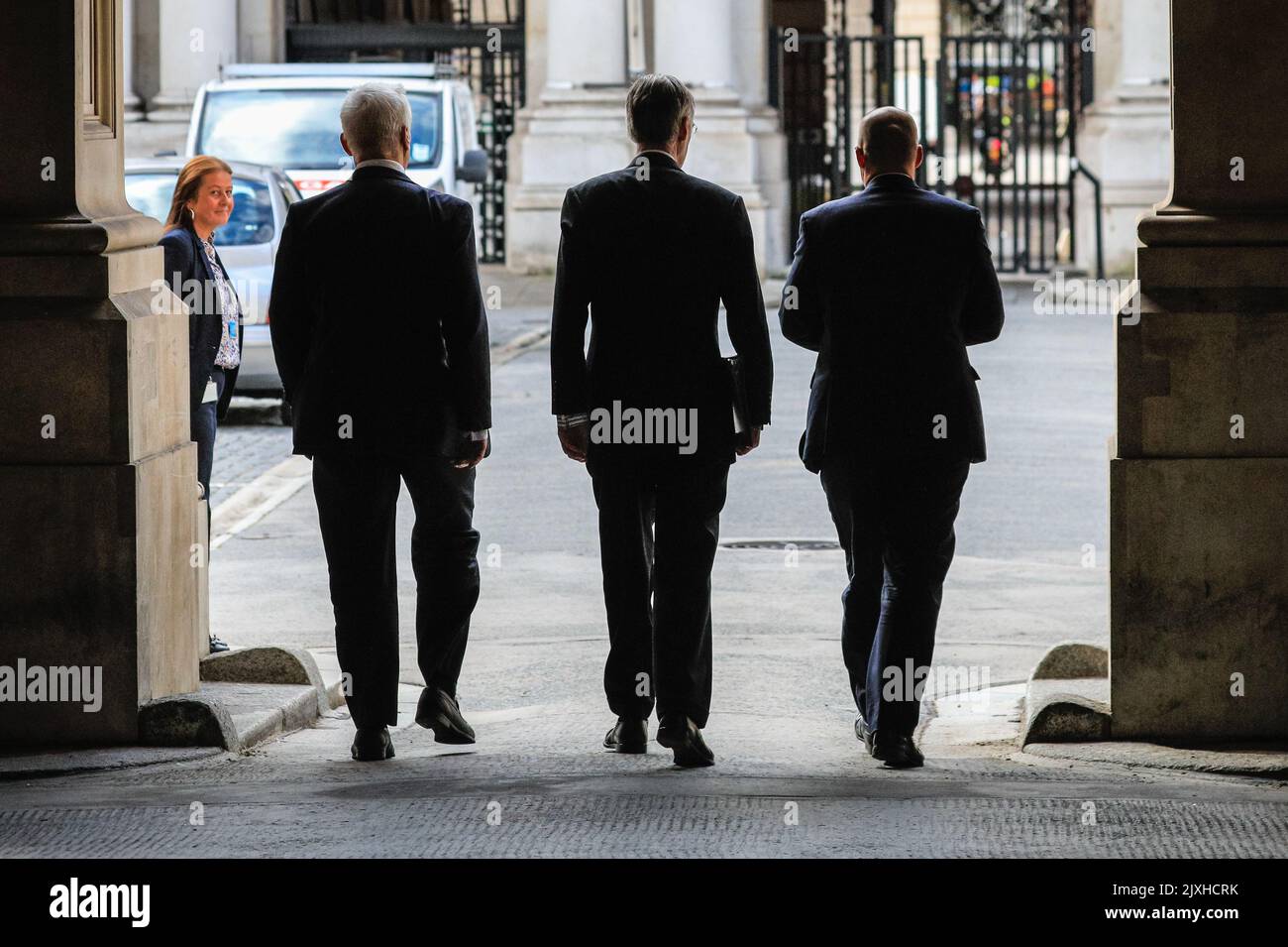 London, UK. 07th Sep, 2022. Graham Stuart, Jacob Rees-Mogg and Jake ...