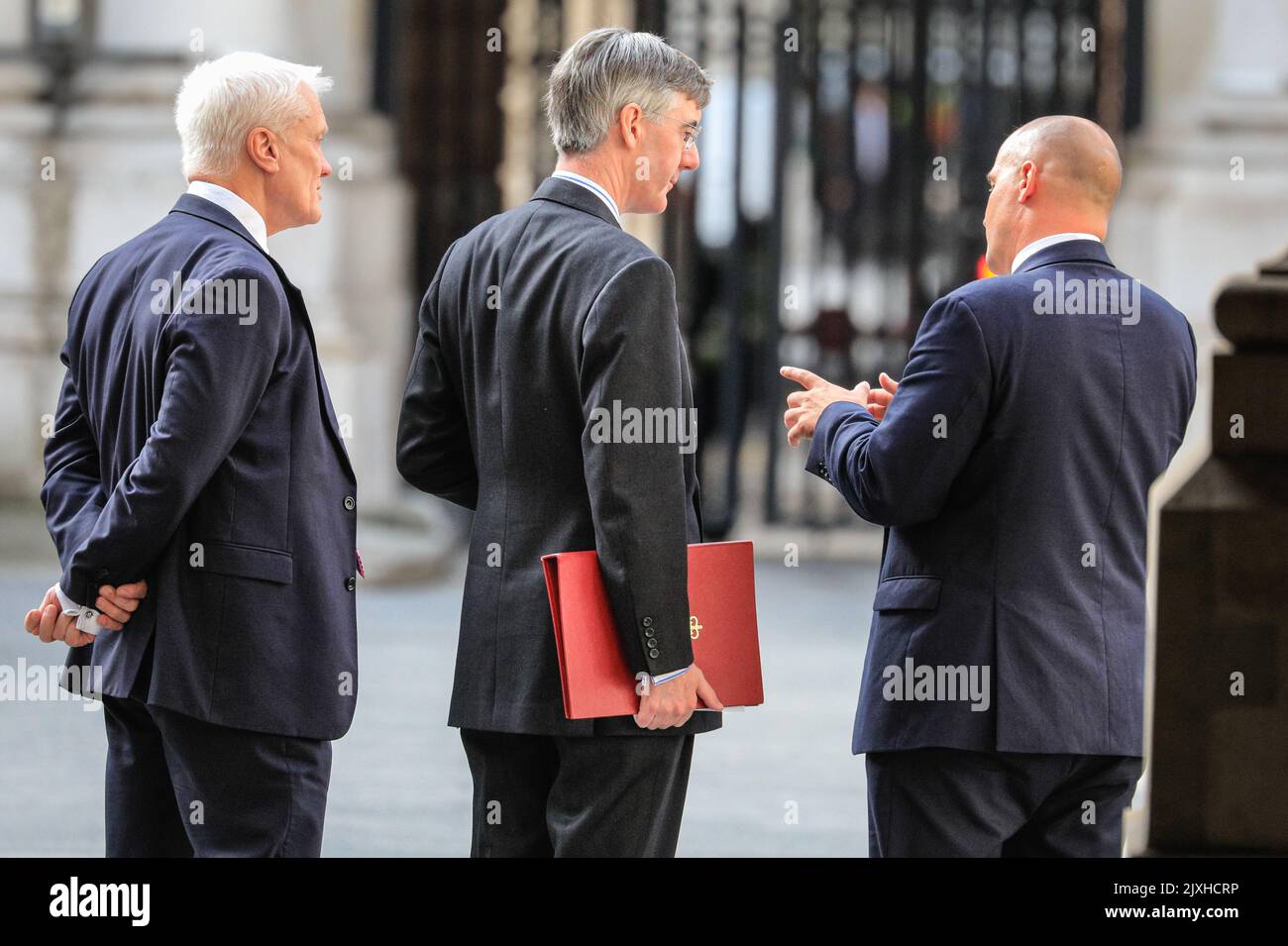 London, UK. 07th Sep, 2022. Graham Stuart, Jacob Rees-Mogg and Jake ...