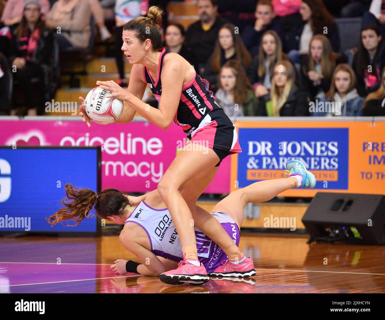 Fiona Fowler of the Thunderbirds and Caitlyn Nevins of the Firebirds ...