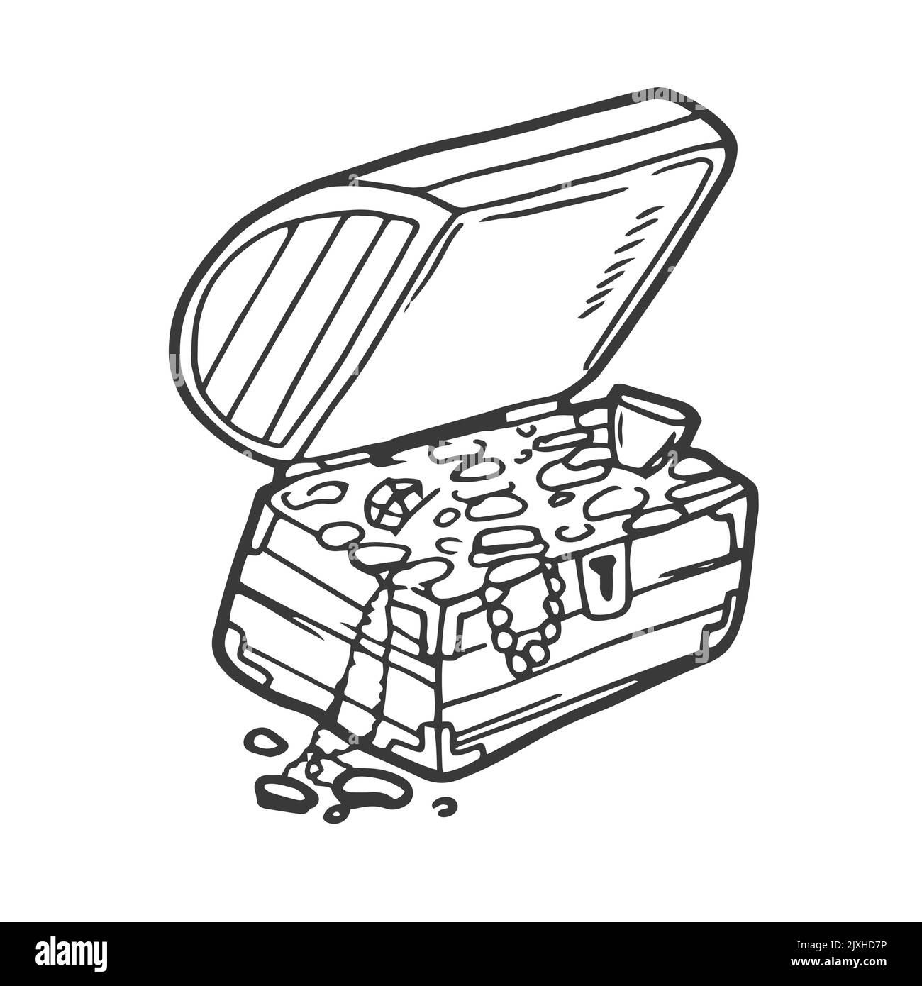 Treasure Chest Outline. Vector Illustration Isolated Stock Vector Image ...