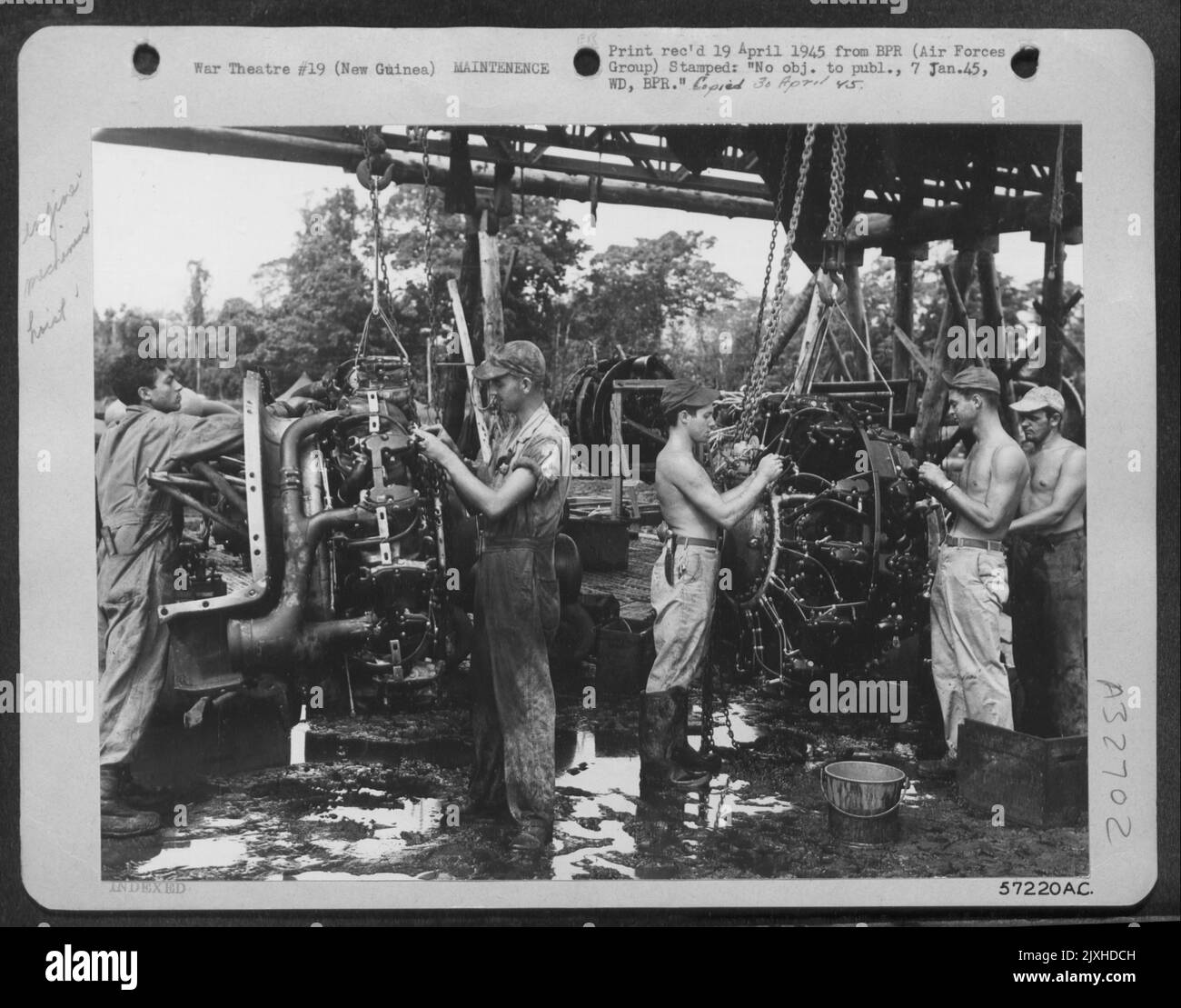 Aircraft Engine Overhaul In New Guinea. Mechanics Trained By Air ...