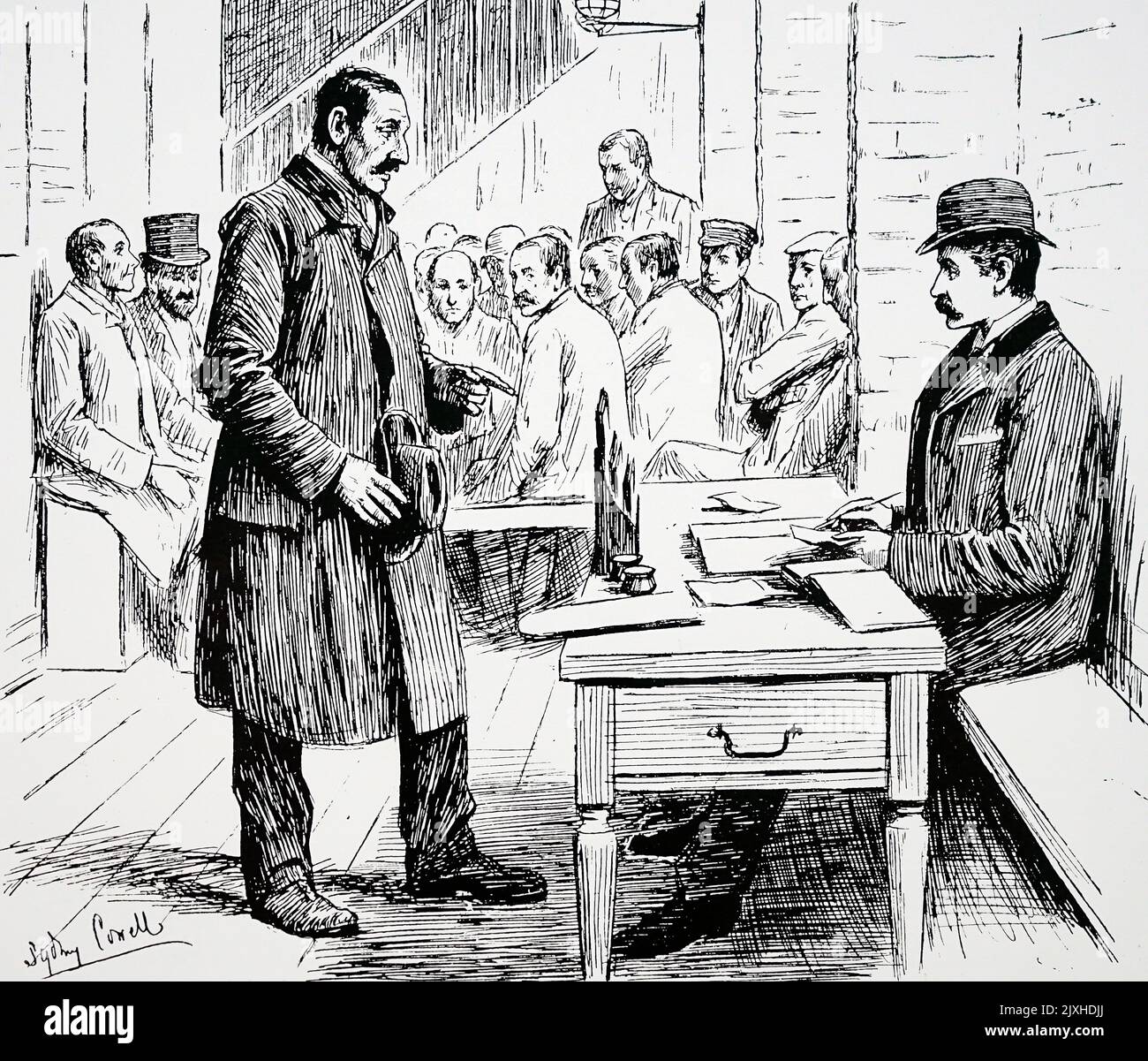 Illustration depicting a man getting a ticket of admission for a London ...