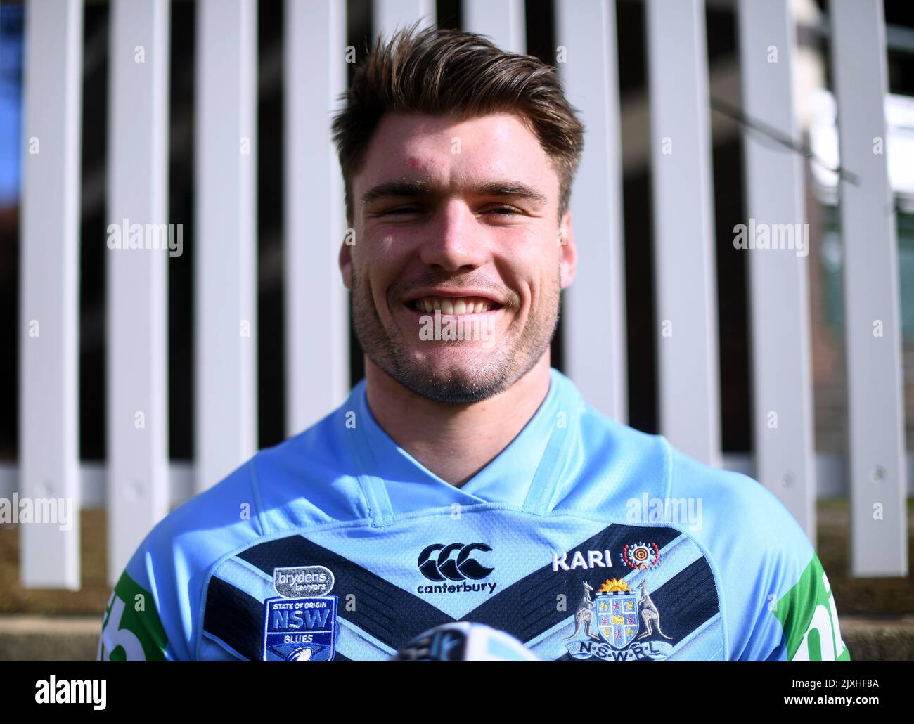 Angus Crichton of the NSW Blues poses for a photograph before a ...