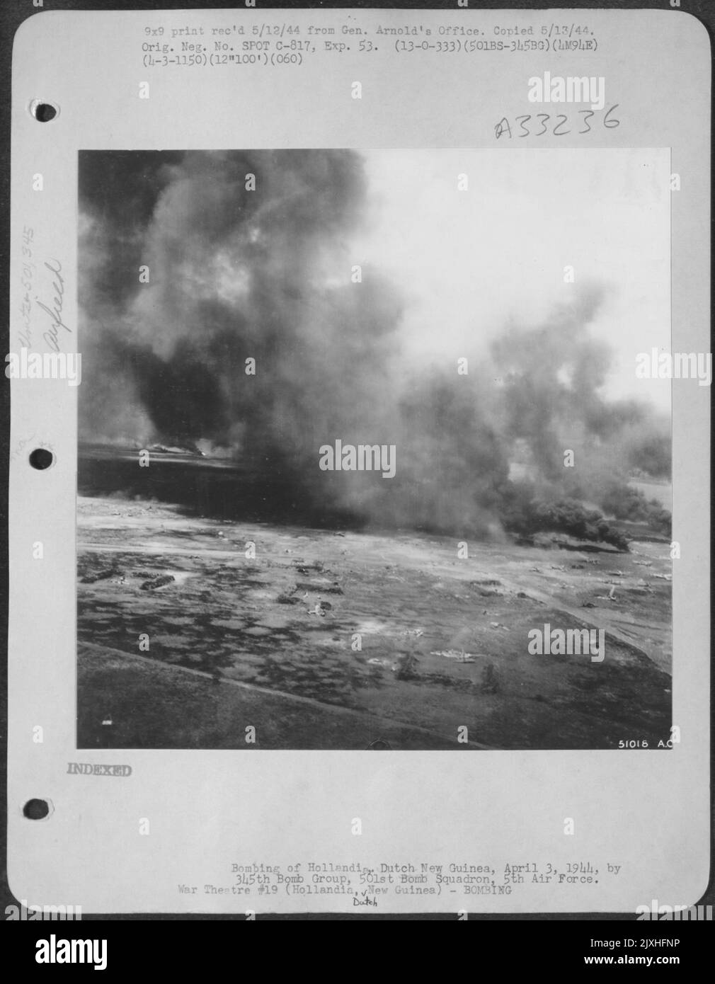 Bombing of Hollandia. Dutch New Guinea, April 3, 1944, by 345th Bomb ...