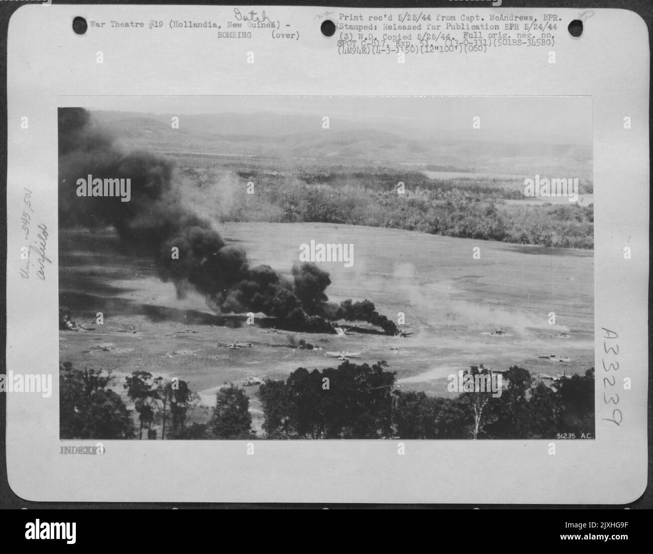Bombing of airdrome at Hollandia, New Guinea, April 3, 1944. 345th Bomb ...
