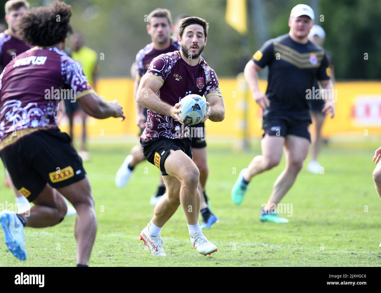 Queensland Maroons player Ben Hunt is seen during training on the Gold Coast, Thursday, June 21 ...