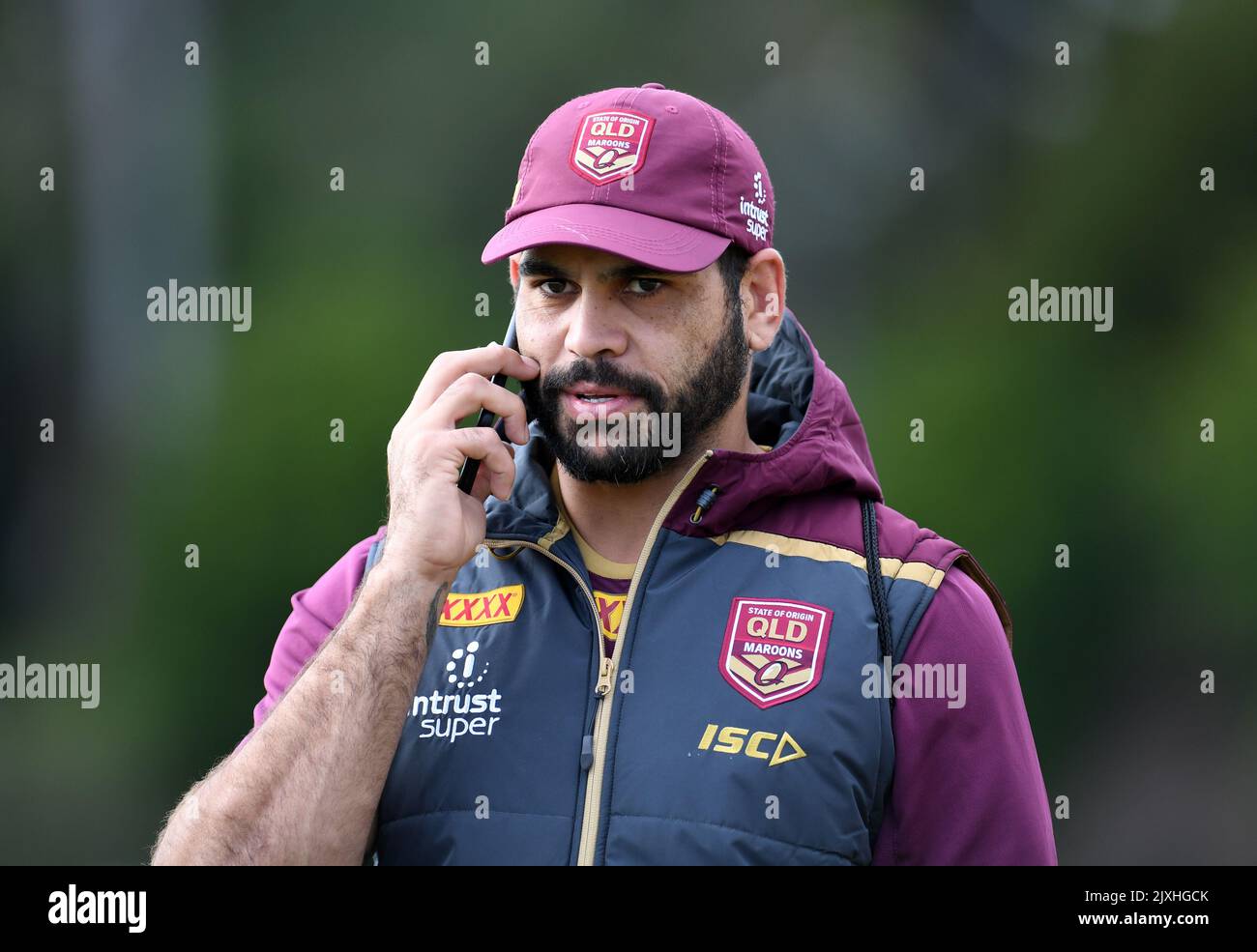Queensland Maroons captain Greg Inglis is seen arriving at training on ...