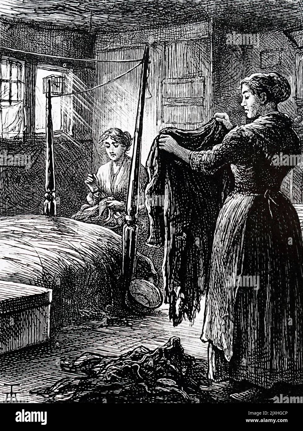 Illustration depicting revivers, women who would mend and made ...