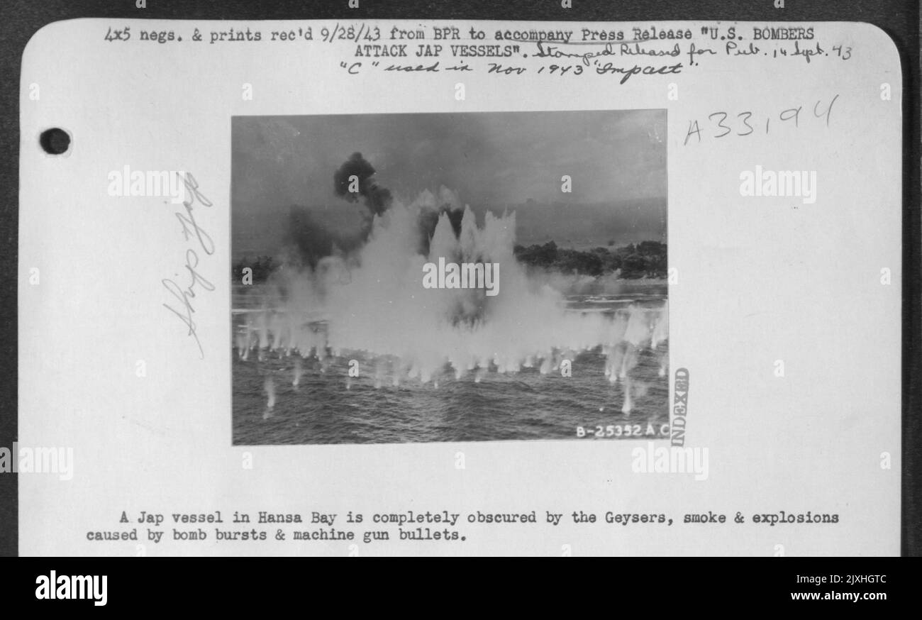 A Japanese vessel in Hansa Bay is completely obscured by the Geysers ...
