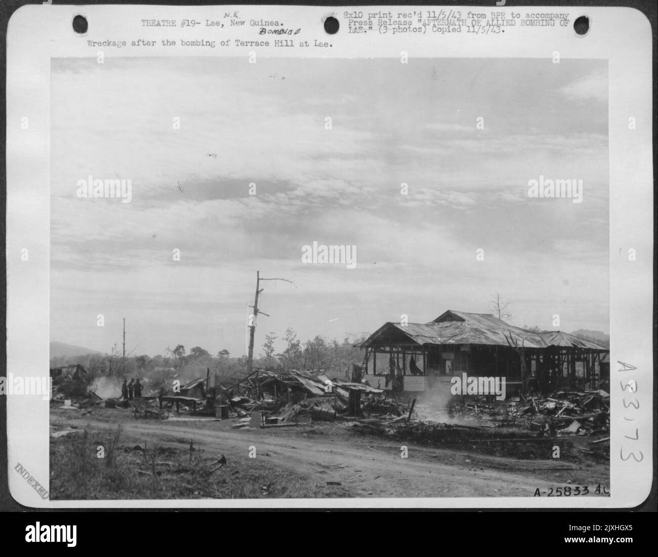 Wreckage after the bombing of Terrace Hill at Lae Stock Photo - Alamy