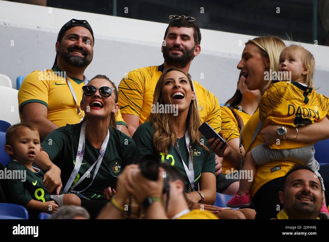 Massimo Luongo's wife Shelley (left) with son Max and Brad Jones's wife ...