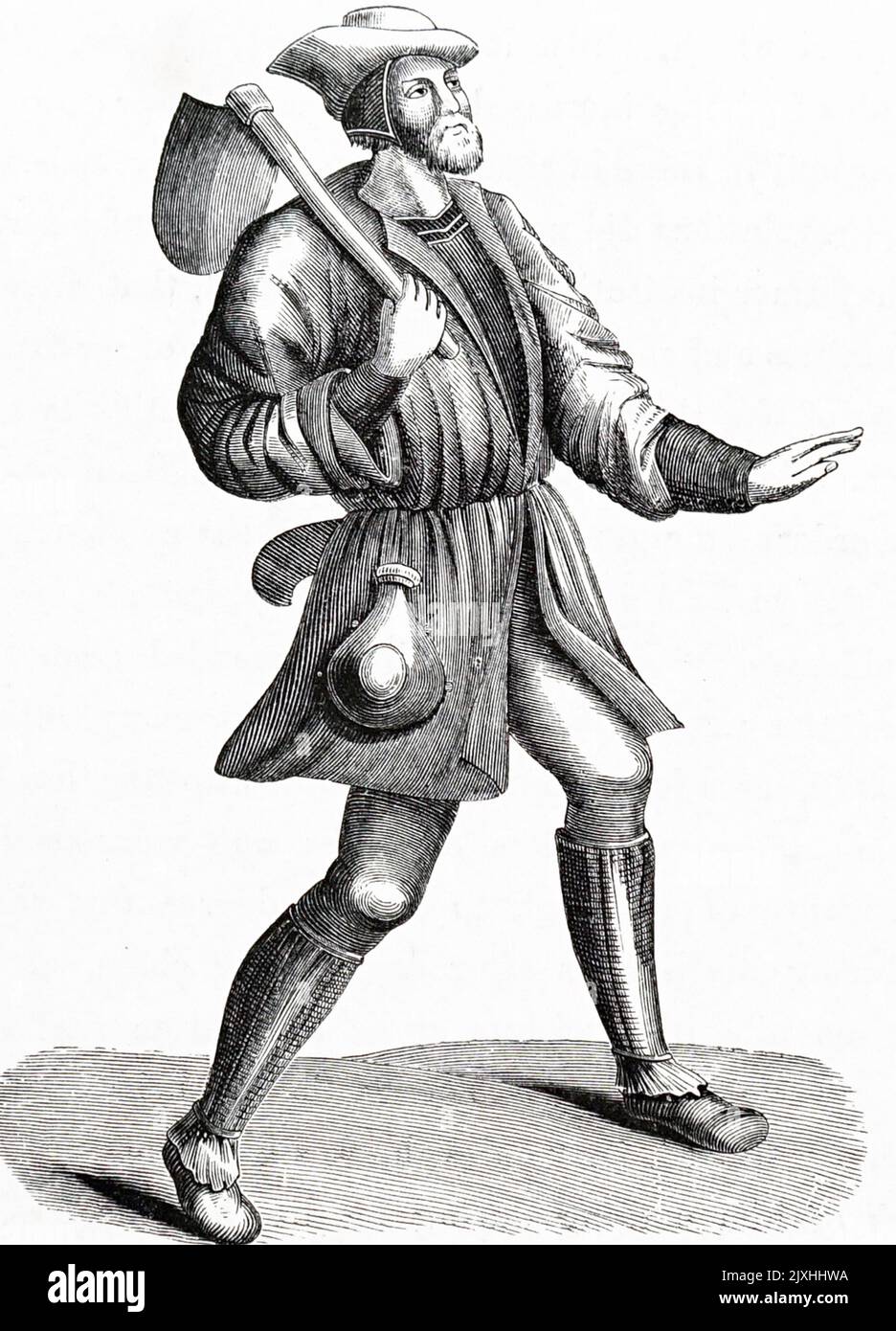 Engraving depicting a 15th Century French villain. Dated 15th Century ...