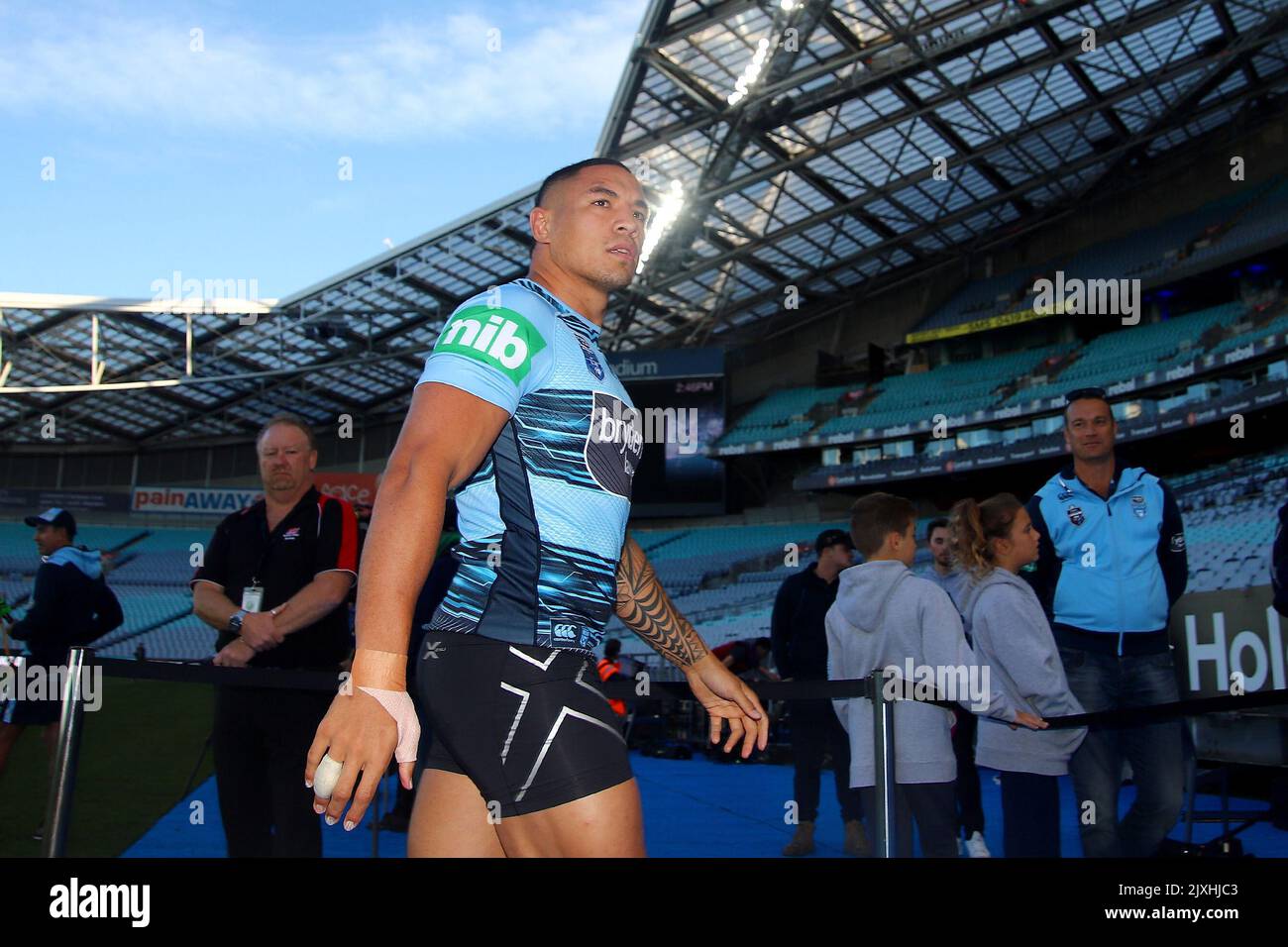 Tyson Frizell of the NSW Blues looks on during a media session at ANZ ...