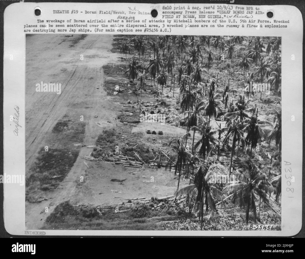 The wreckage of Boram airfield after a series of attacks by Mitchell ...