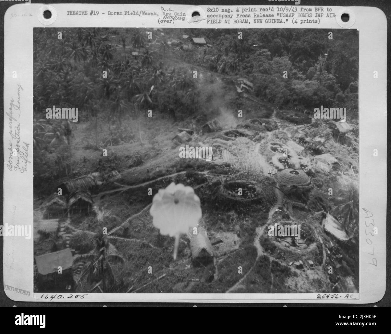 USAAF BOMBS JAP AIRFIELD AT BORAM, NEW GUINEA-The Japanese airfield at ...