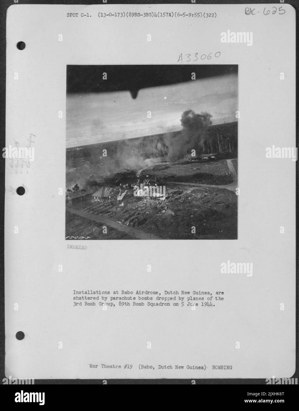 Installations at Babo Airdrome, Dutch New Guinea, are shattered by ...