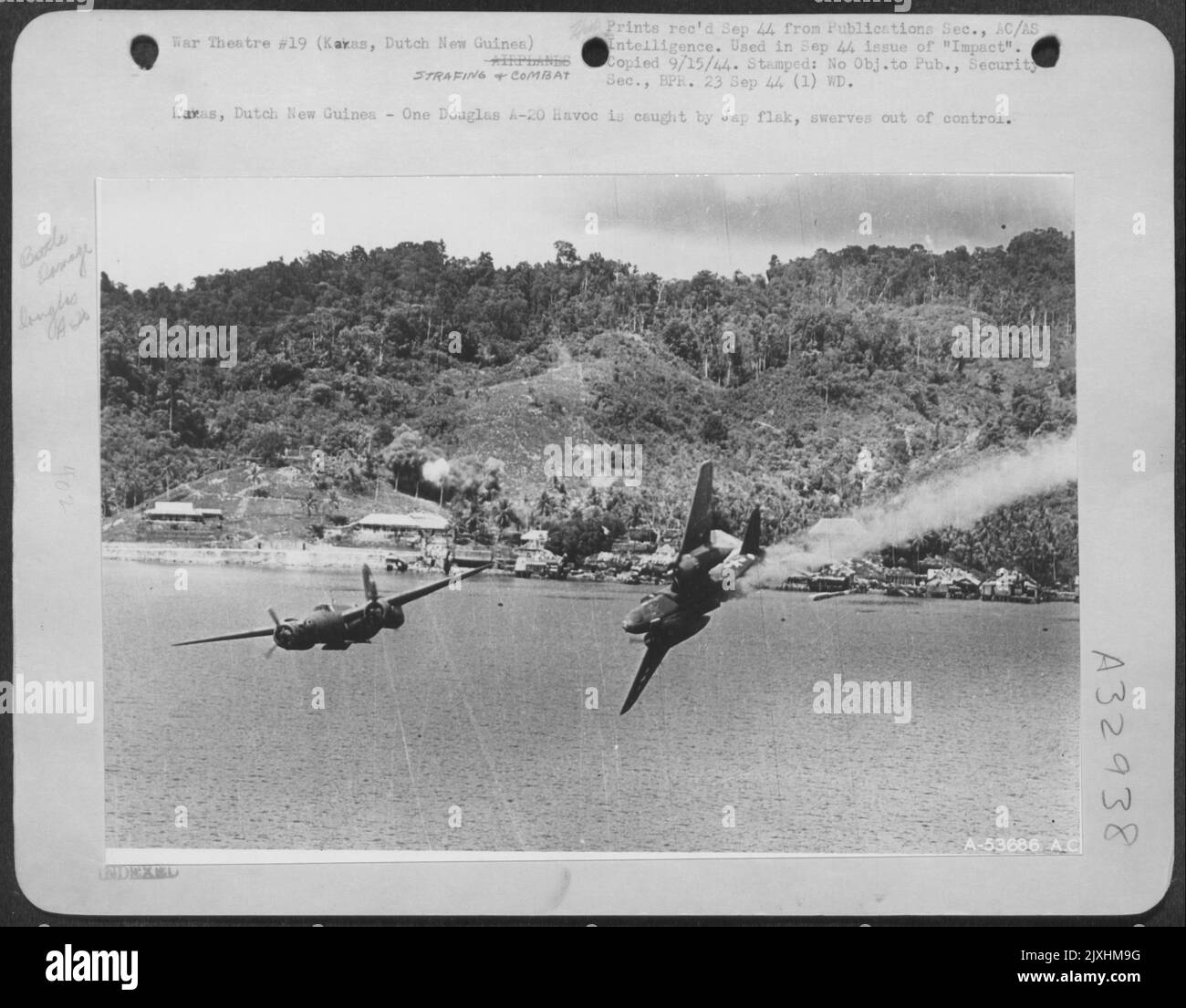Karas, Dutch New Guinea-One Douglas A-20 Havoc is caught by Japanese ...