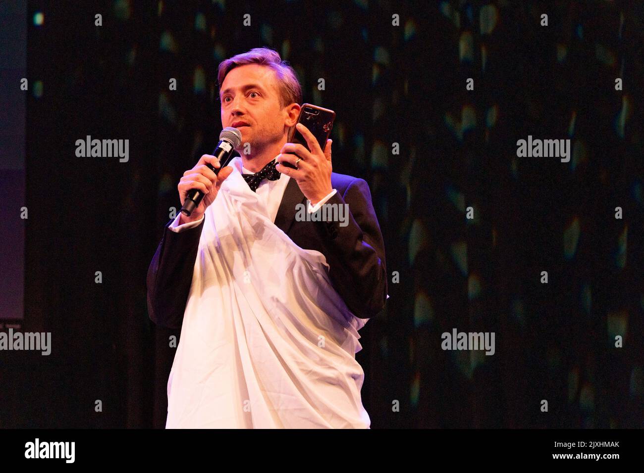 Evan Gregory performs at the 2022 Buffer Awards Gala Screening Stock ...