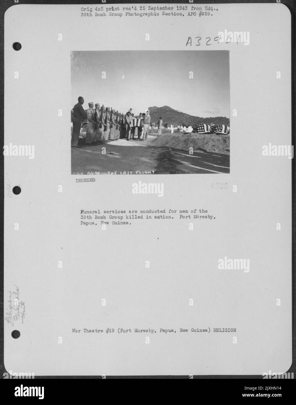 Funeral services are conducted for men of the 38th Bomb Group killed in ...