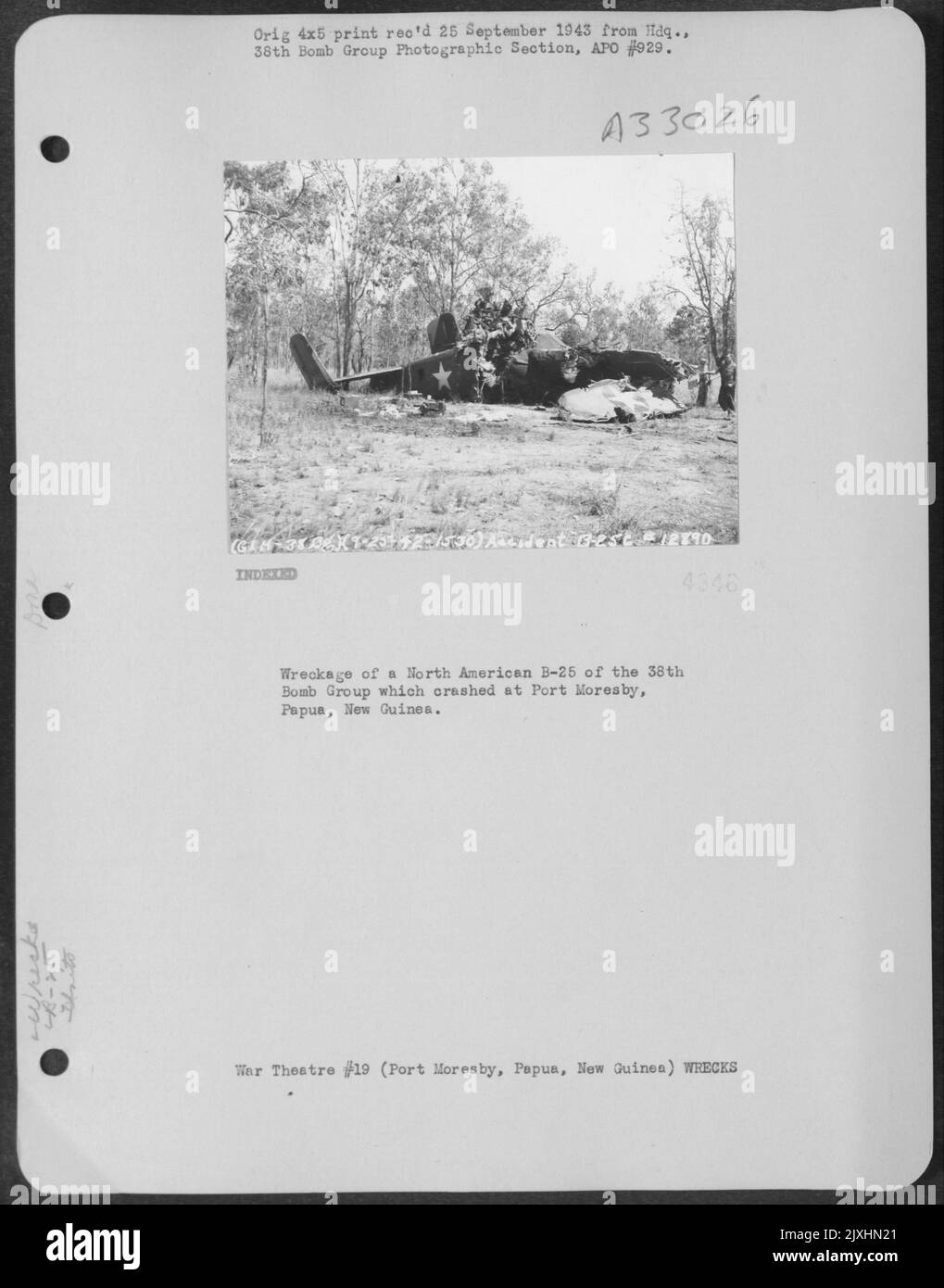 Wreckage of a North American B-25 of the 38th Bomb Group which crashed ...