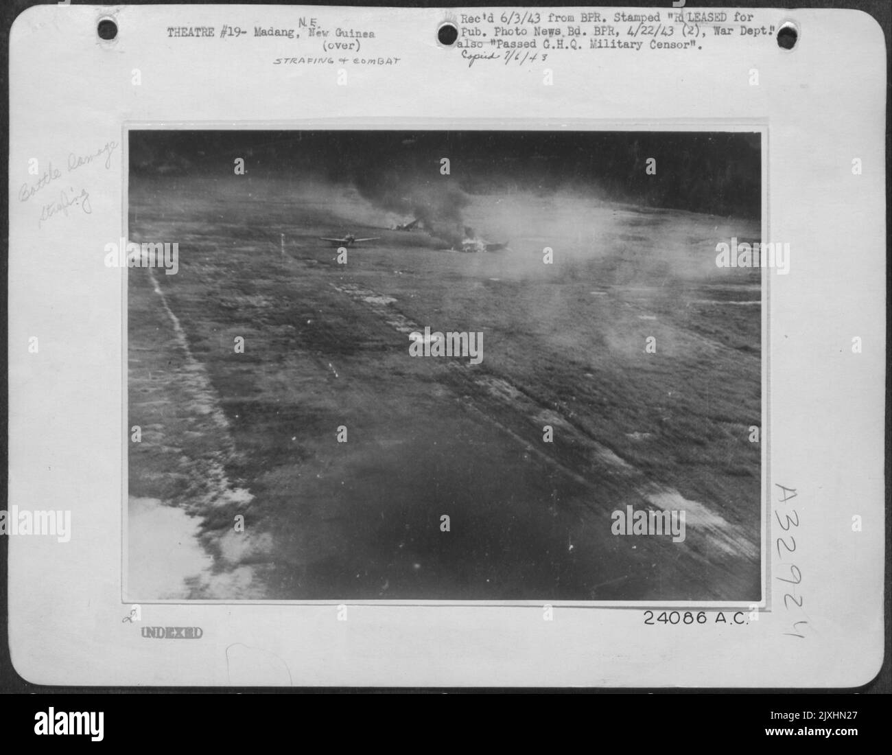 Japaneseanese aircraft blazing on Mafaing airdrome during Friday's ...