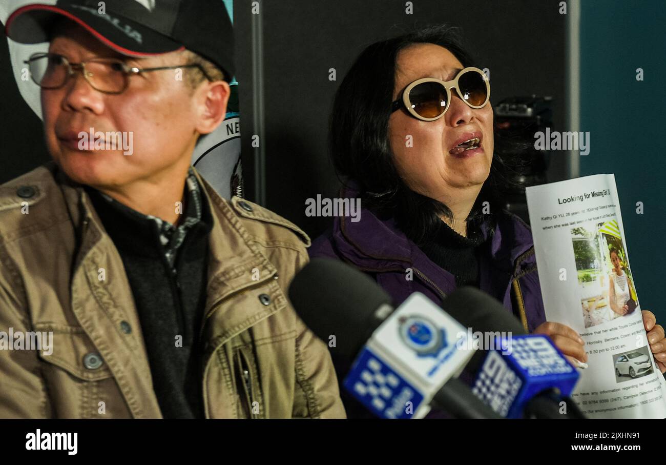 Parents of missing woman Qi Yu, Qing He (right) and Zhihe Yu (left) are ...
