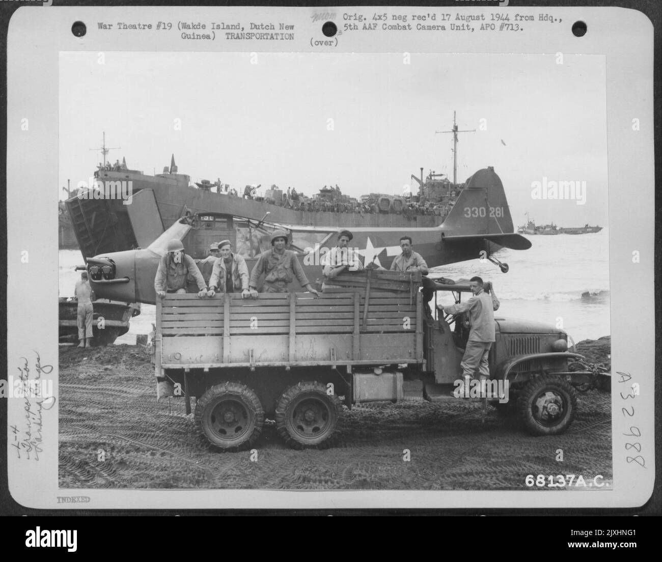 At Wakde Island, Dutch New Guinea, on 28 June 1944, a Piper L-4 is ...