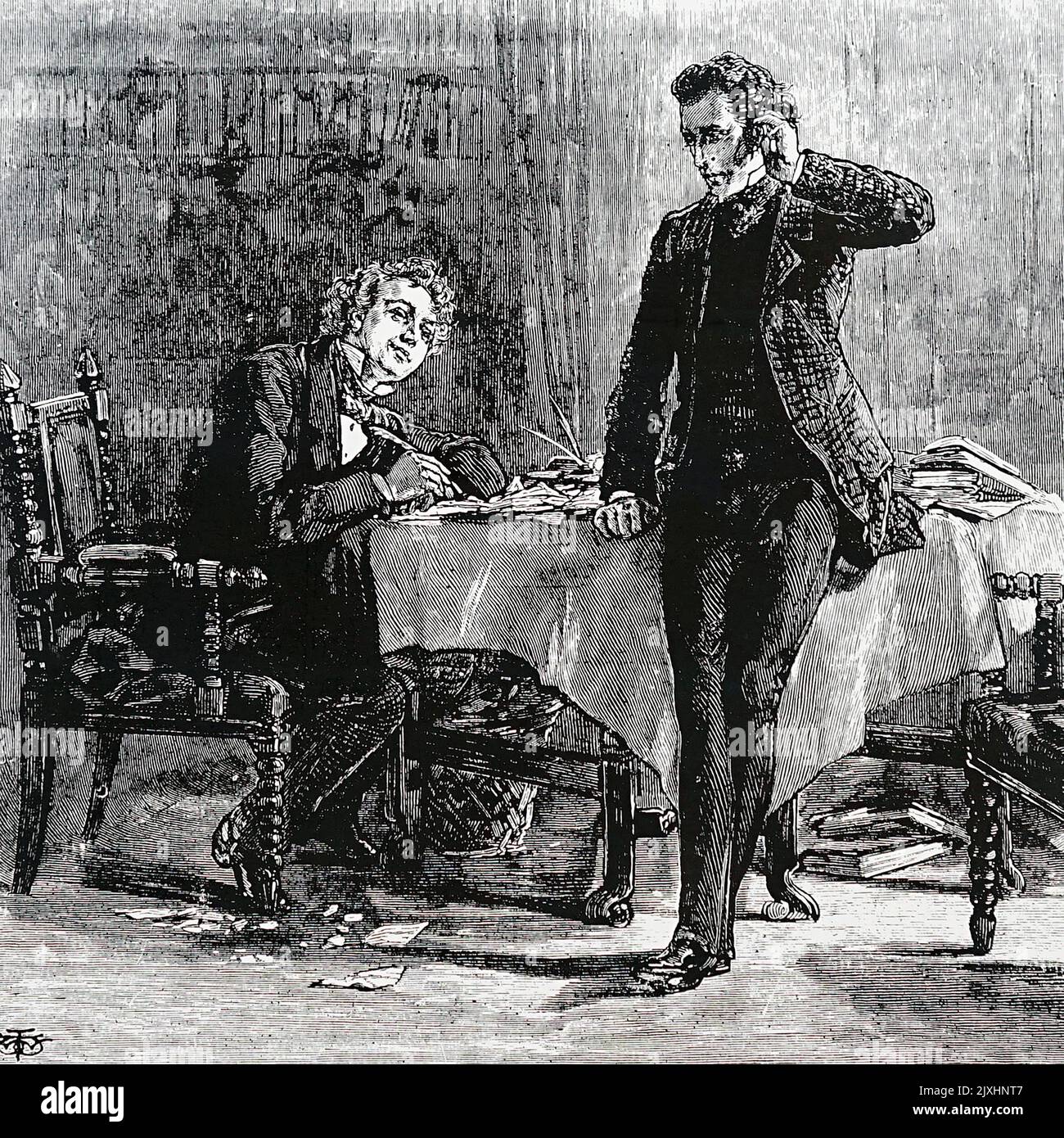 Illustration depicting a solicitor taking down a client's statement ...