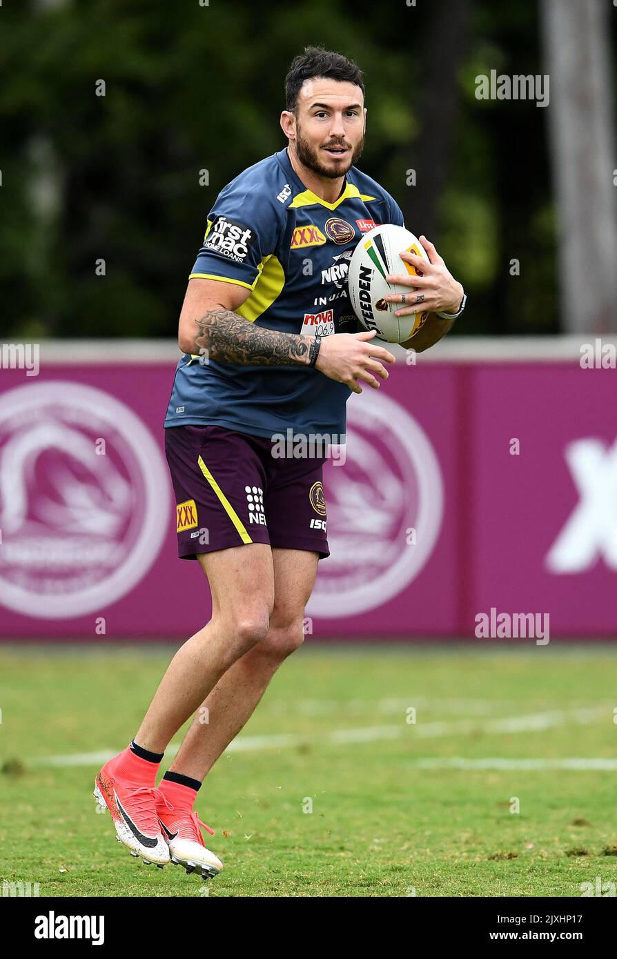 Brisbane Broncos captain Darius Boyd is seen during a team training ...
