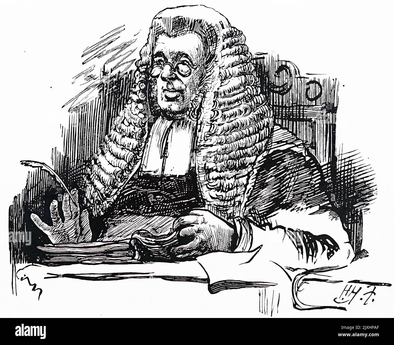 Illustration depicting an English judge in his wig. Dated 19th Century ...