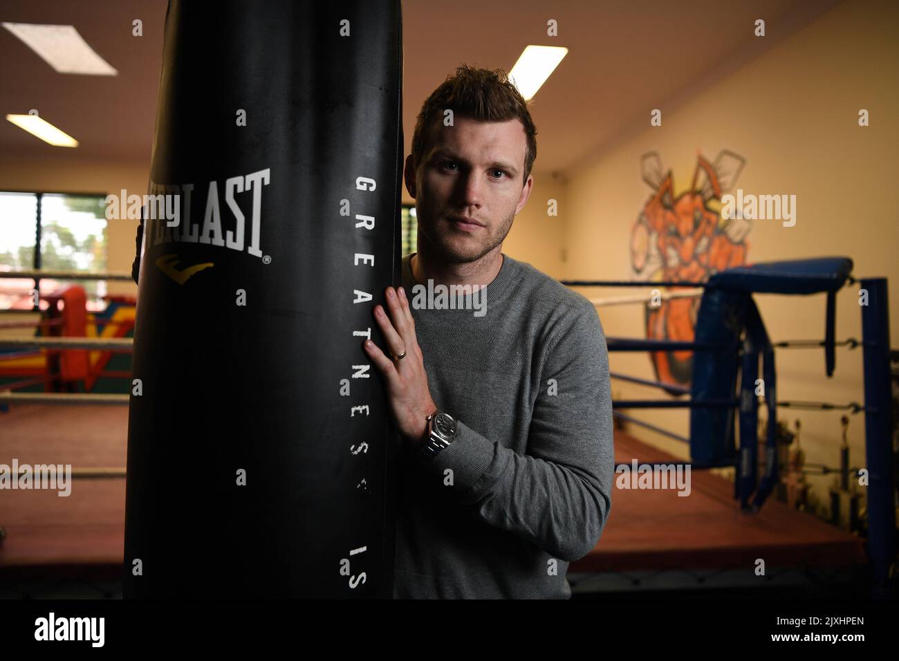 Australian boxer Jeff Horn poses for a photograph at his training gym ...