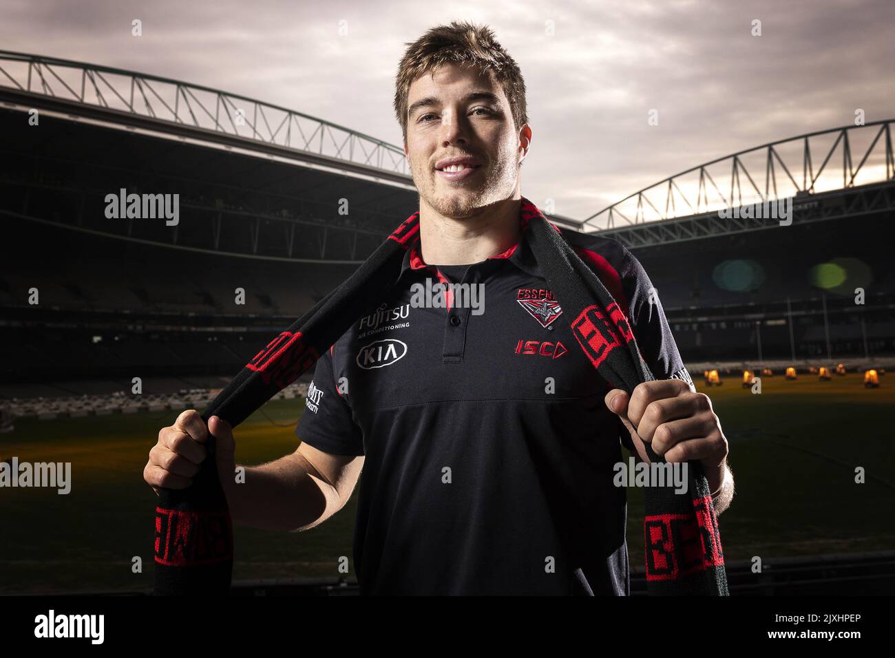 Zach Merrett of the Bombers poses for a photo during an AFL and Etihad ...