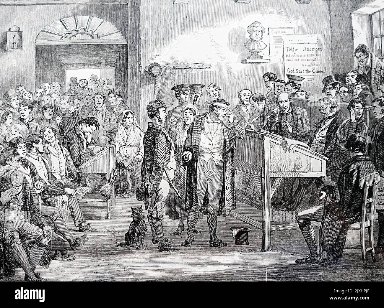 Illustration depicting a Petty Sessions near Clonmel, Ireland. Dated ...
