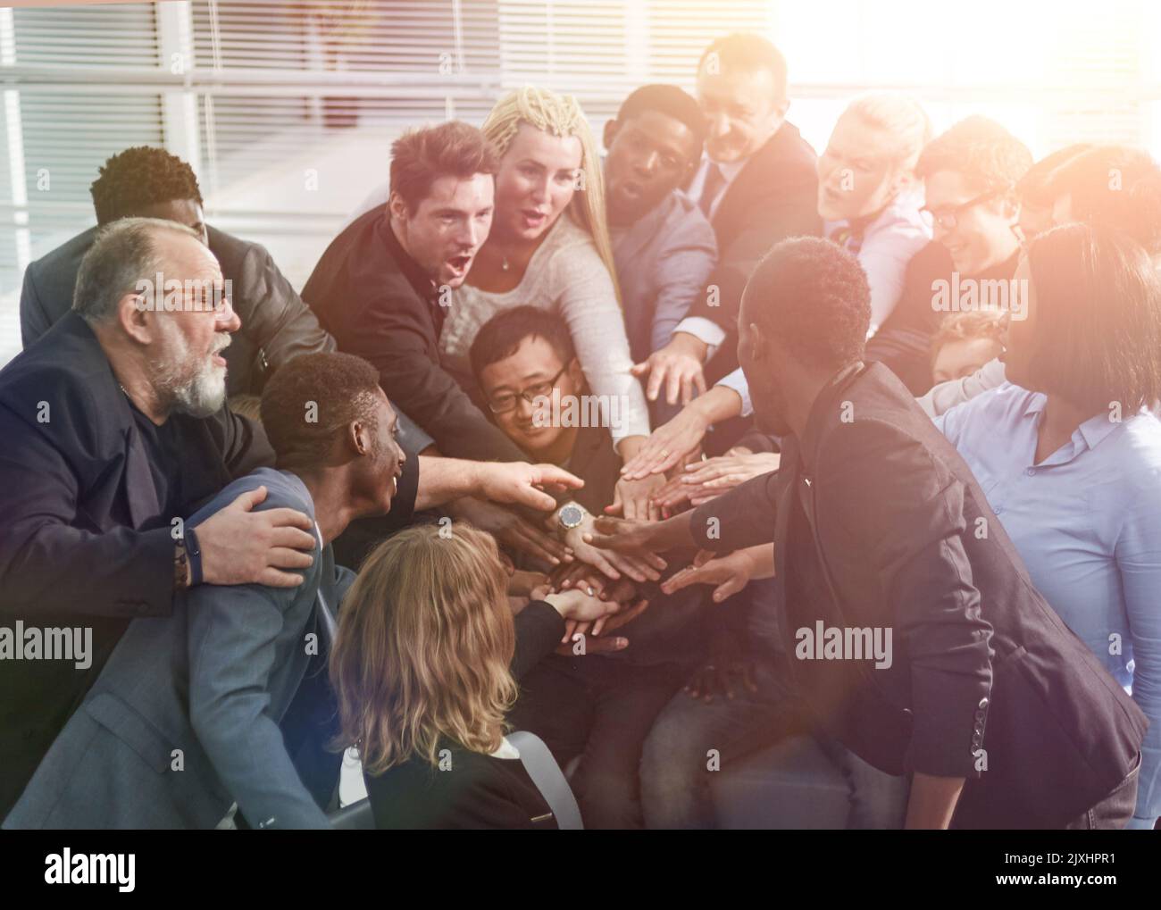 Multiracial friends having fun and laughing, different young peo Stock ...