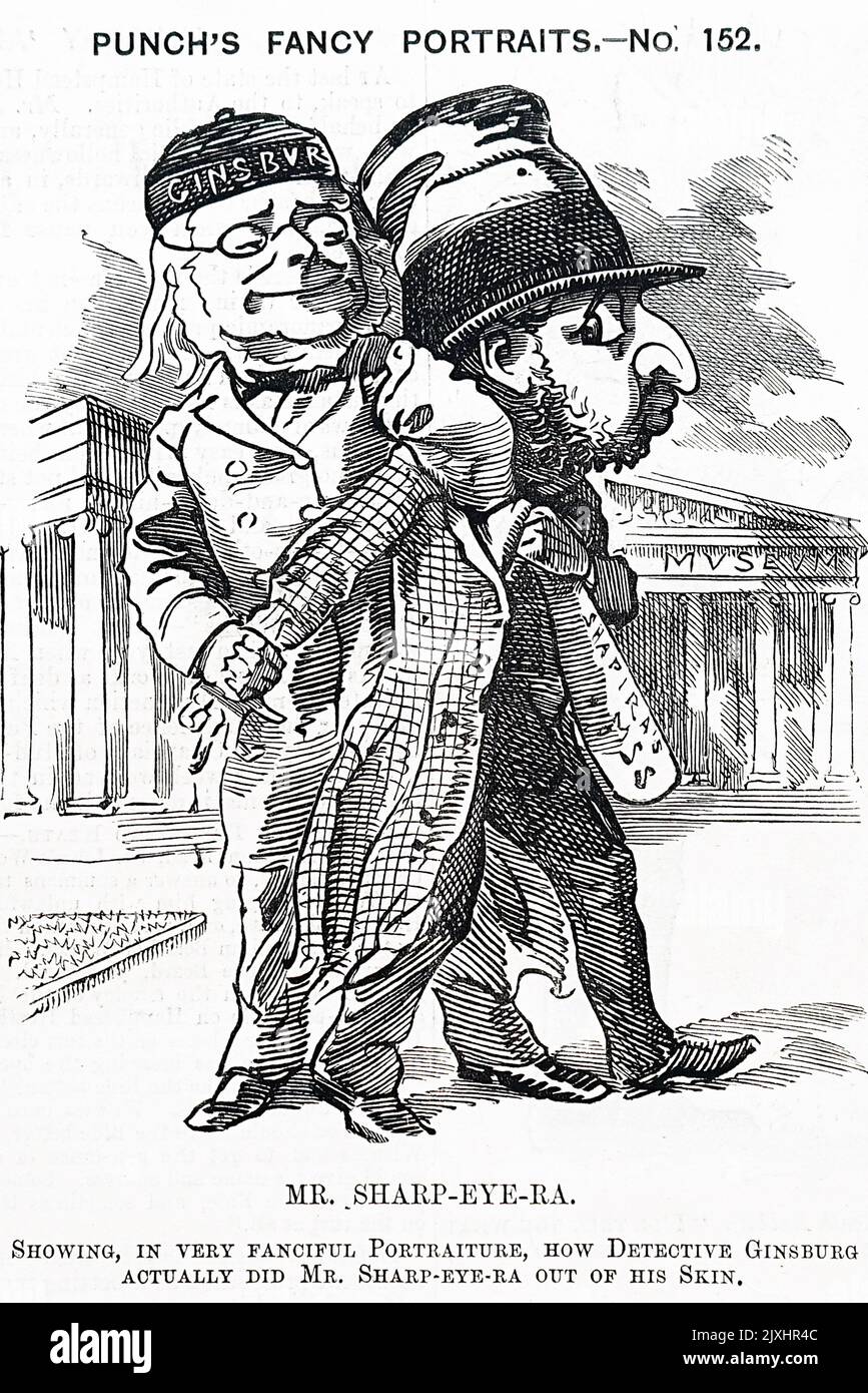 Cartoon depicting the capture of Moses Shapira (1830-1884) who traded ...
