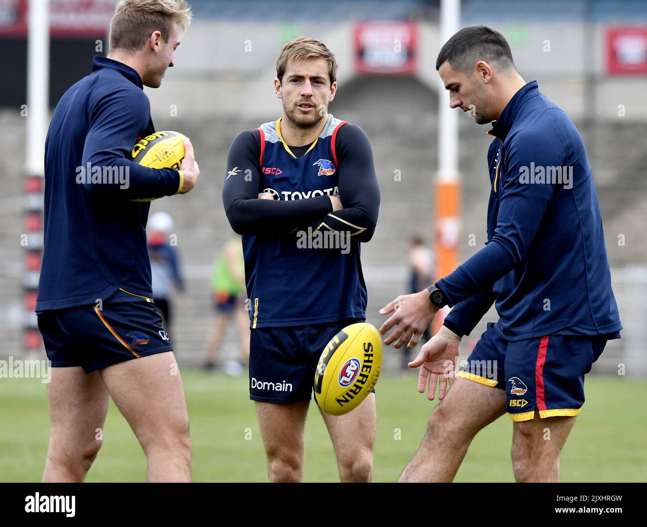 Adelaide Crows football players Daniel Talia, Richard Douglas and ...